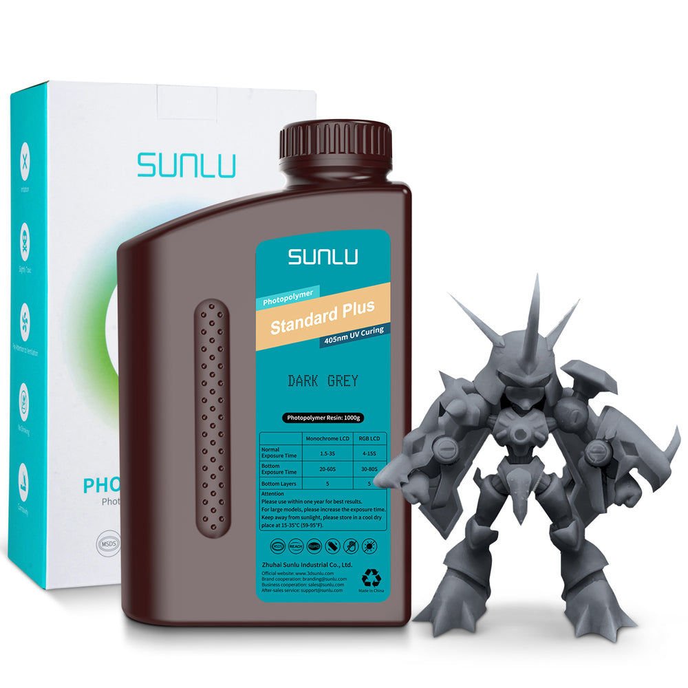 Atome3D.com - Sunlu - Résine Standard Plus - Gris Foncé (Dark Grey) - 1 kg