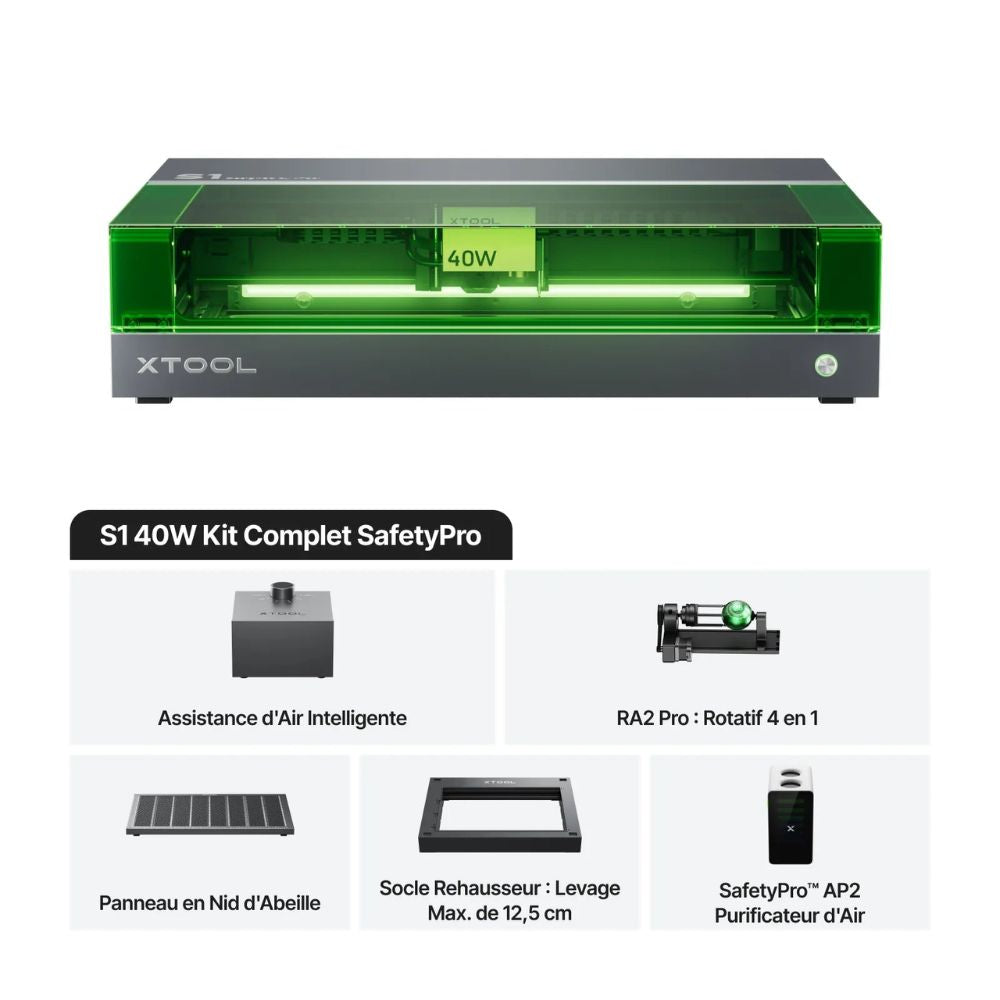 Atome3D.com - xTool - S1 40W - Kit Complet SafetyPro