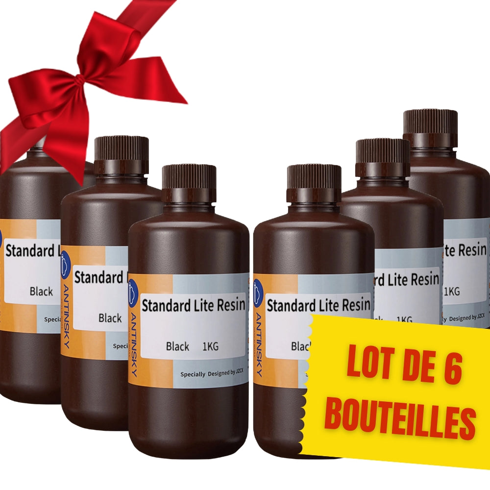 Atome3D.com - Pack Antinsky - 6x Standard Lite Resin - Noir (Black) - 1 kg
